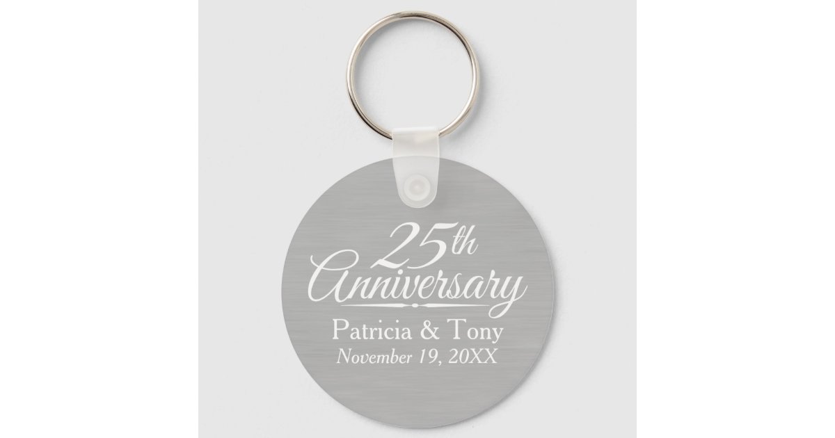 25th Wedding Anniversary Personalized Keychain | Zazzle