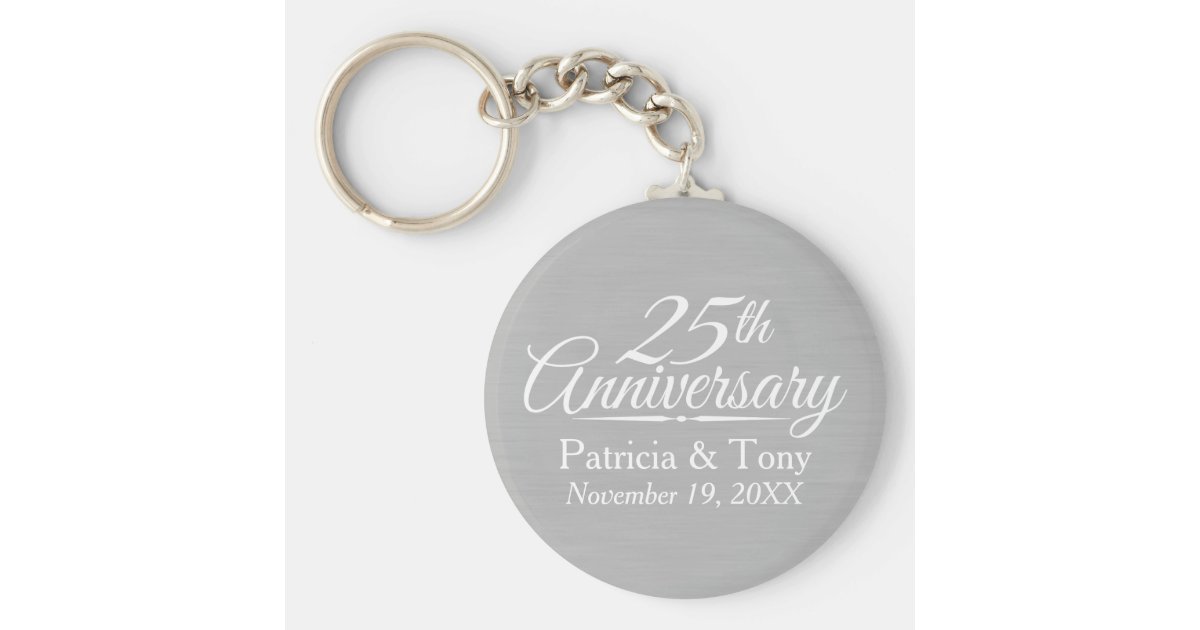 25th Wedding Anniversary Personalized Keychain | Zazzle.com