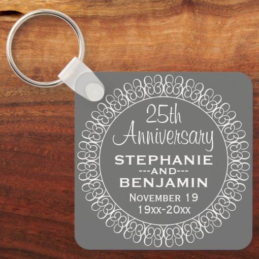 25th Wedding Anniversary Personalized Keychain | Zazzle