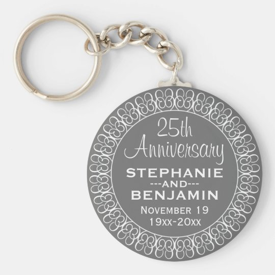 25th Wedding Anniversary Personalized Keychain | Zazzle.com