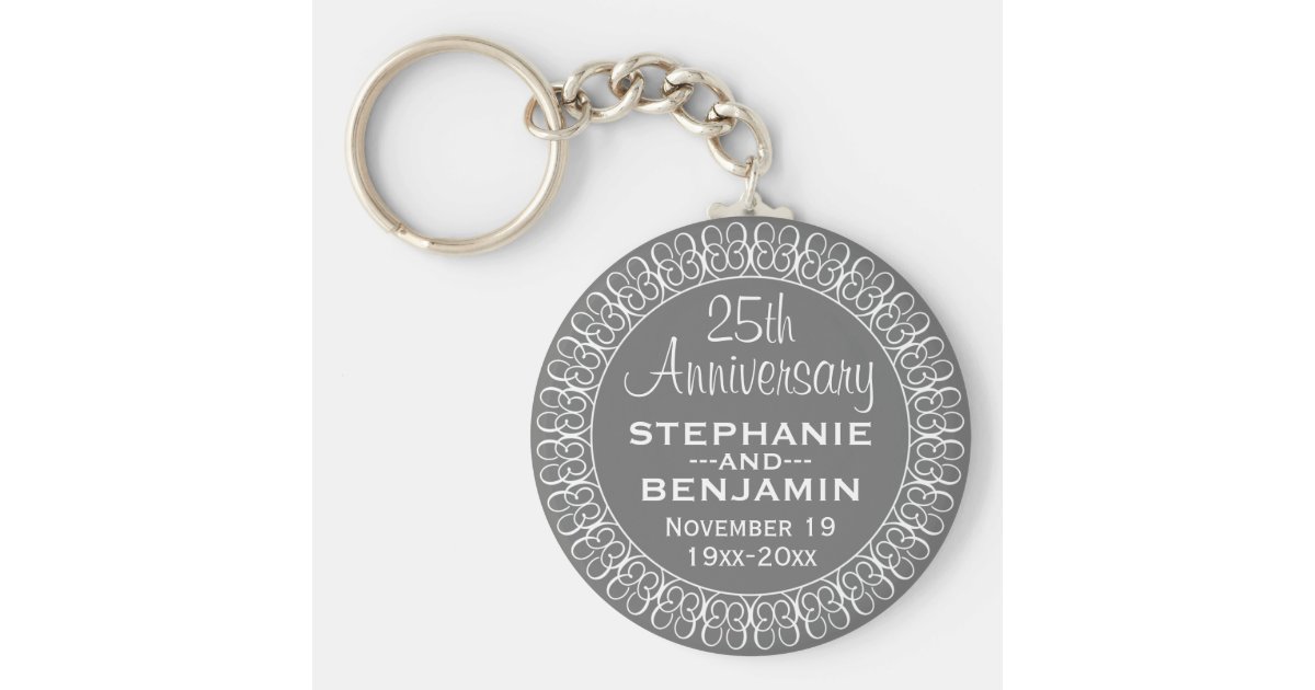 25th Wedding Anniversary Personalized Keychain | Zazzle.com