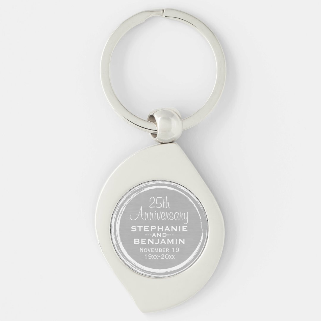 25th Wedding Anniversary Personalized Keychain | Zazzle