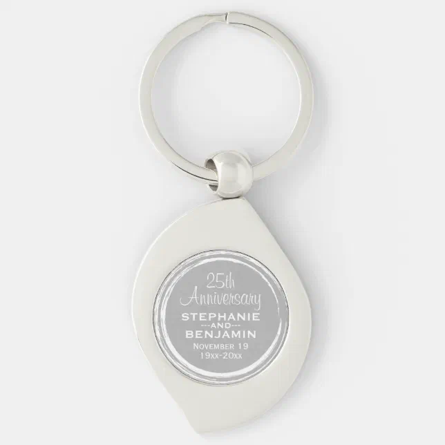25th Wedding Anniversary Personalized Keychain | Zazzle