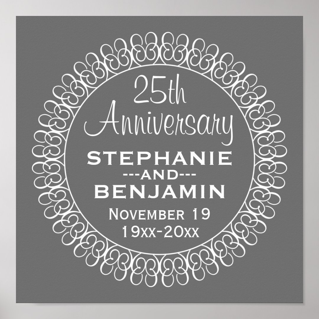 25th Wedding Anniversary Personalized Poster | Zazzle