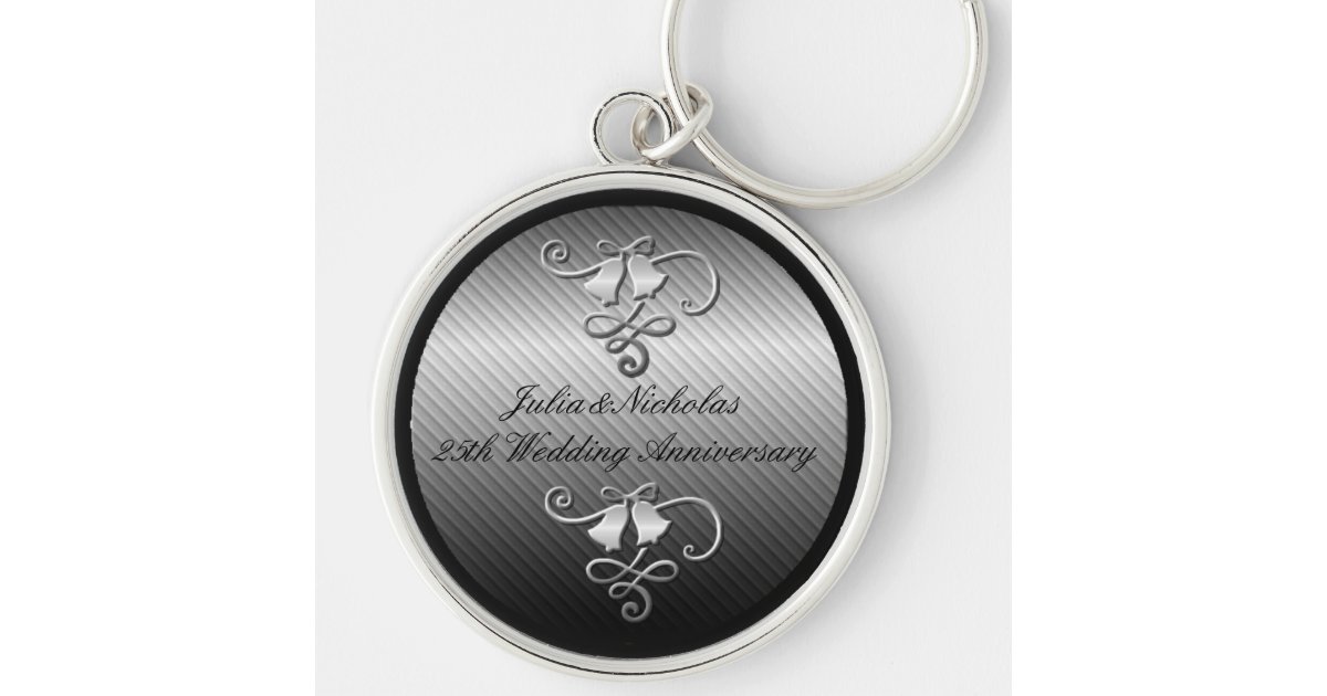 25th Wedding Anniversary Silver Key Chain | Zazzle