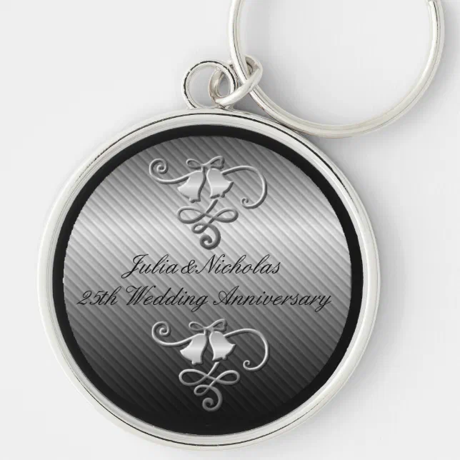 25th Wedding Anniversary Silver Key Chain | Zazzle