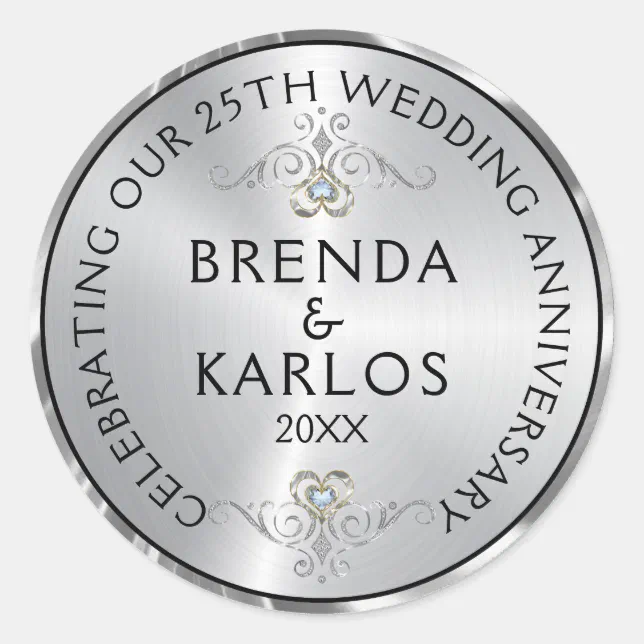 25th wedding anniversary silver & white diamonds k classic round ...