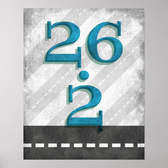 26.2 Marathon Running Poster Blue Runner Wall Art | Zazzle