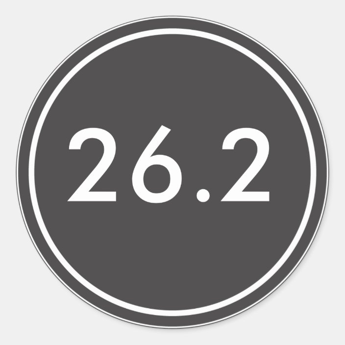 26.2 Sticker | Black with white text | Zazzle.com