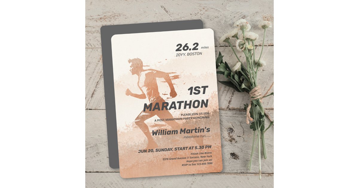 26.2miles 1ST Marathon-Post Marathon Party Invitation | Zazzle