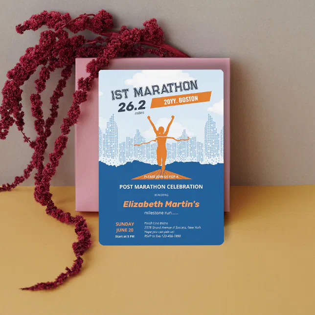 26.2miles 1ST Marathon-Post Marathon Party Invitation | Zazzle