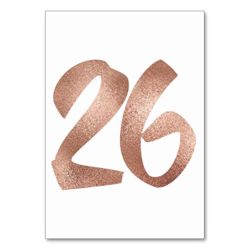 26Table Number White Metallic Pink Rose Gold Table Number | Zazzle