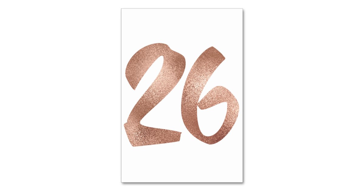 26Table Number White Metallic Pink Rose Gold Table Number | Zazzle