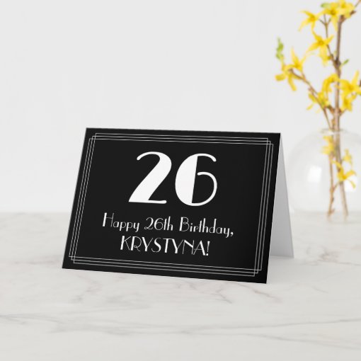26th Birthday ~ Art Deco Inspired Look "26", Name Card | Zazzle