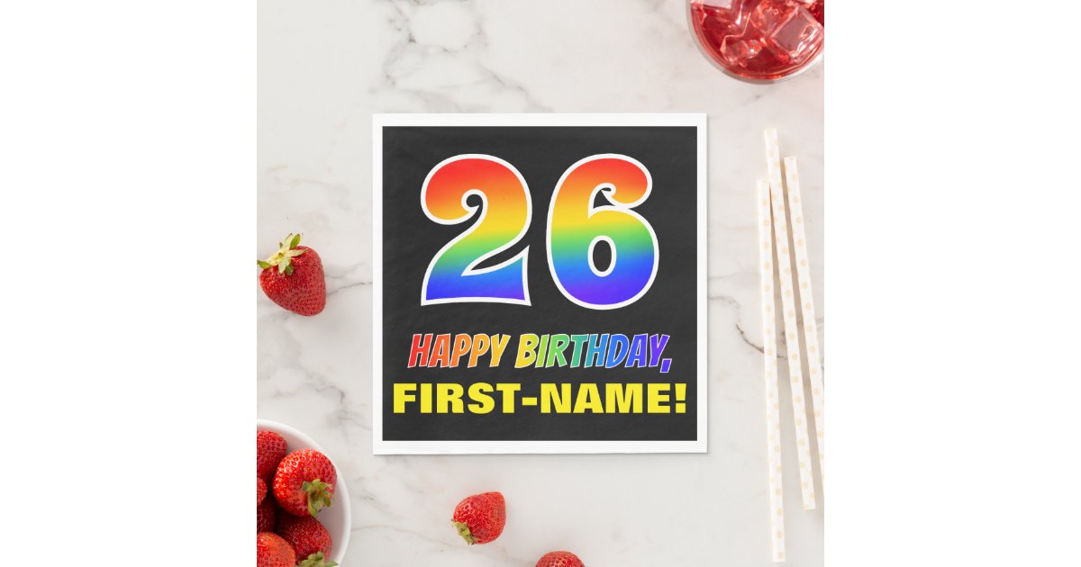 26th Birthday: Bold, Fun, Simple, Rainbow 26 Napkins | Zazzle