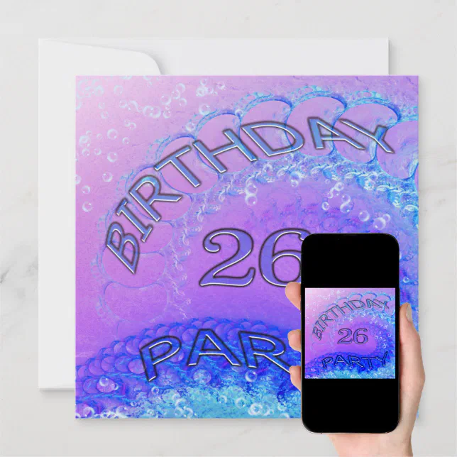 26th Birthday party invitation, Abstract and bubb Invitation | Zazzle