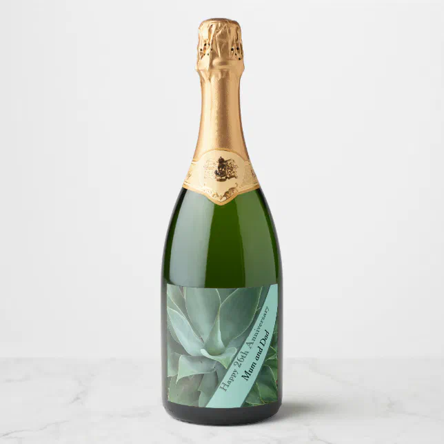 26th Wedding Anniversary Jade Sparkling Wine Label | Zazzle