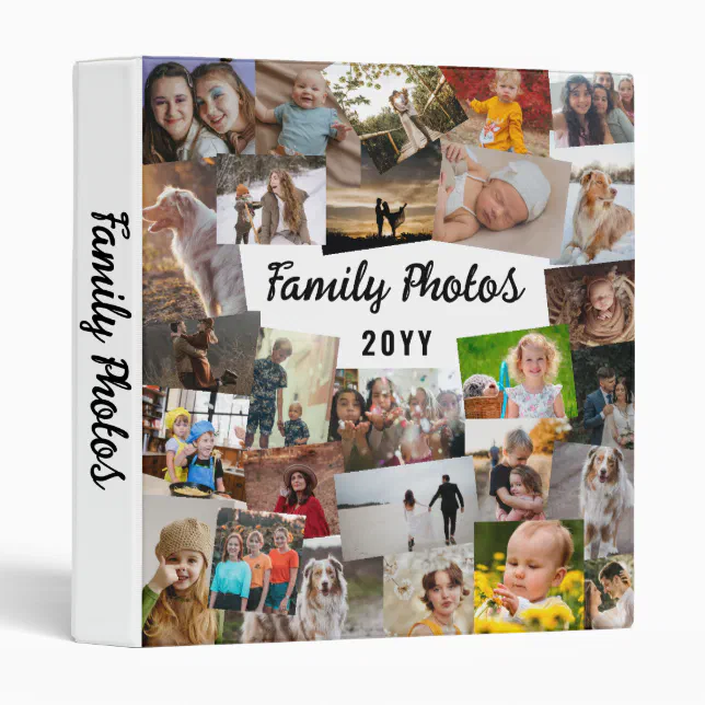 27 Overlapping Family Photos Collage Template 3 Ring Binder | Zazzle
