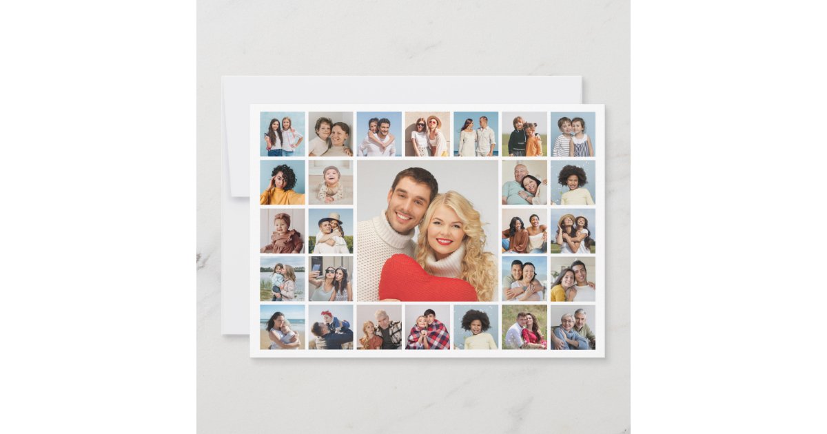 27 Photo Collage Editable Color Greeting Card | Zazzle