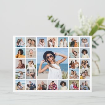 27 Photo Collage Editable Color Greeting Card | Zazzle