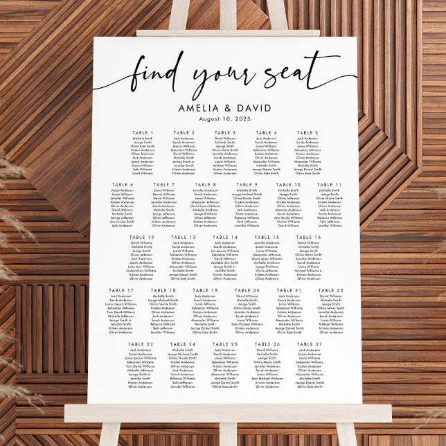 27 Tables Find Your Seat Seating Chart Foam Board | Zazzle