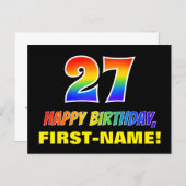 27th Birthday: Bold, Fun, Simple, Rainbow 27 Postcard | Zazzle