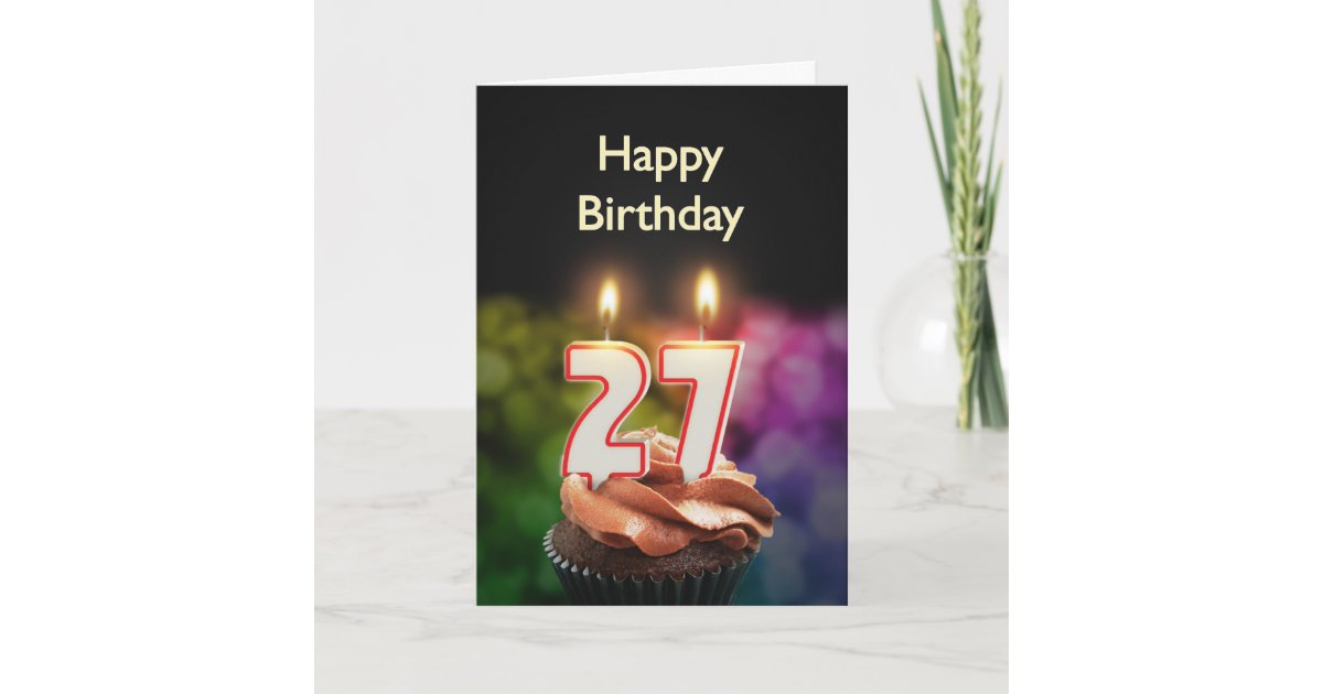27th Birthday card with Candles | Zazzle