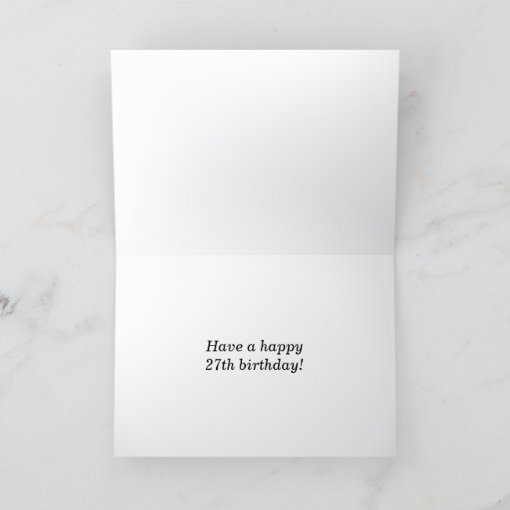 27th Birthday: Name + Faux Wood Grain Pattern "27" Card | Zazzle