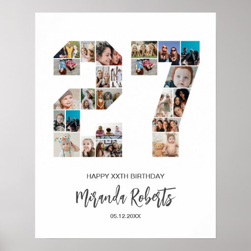 27th Birthday Number 27 Custom Photo Collage Poster | Zazzle