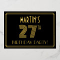 27th Birthday Party — Art Deco Style “27” + Name Foil Invitation | Zazzle