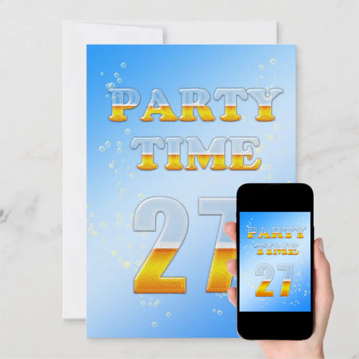 27th birthday party invitation with beer | Zazzle