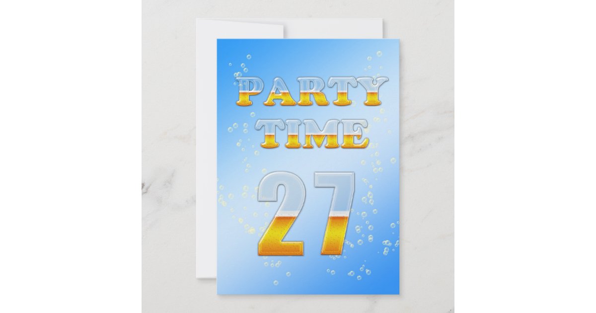 27th birthday party invitation with beer | Zazzle