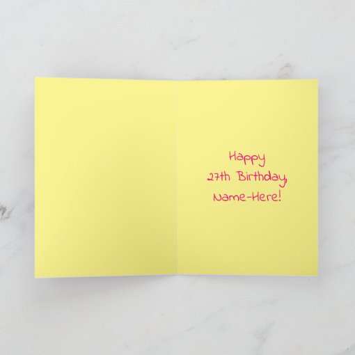 27th Birthday: Pink Stripes & Hearts, Rainbow # 27 Card | Zazzle