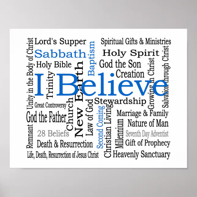 28 Beliefs - Seventh-Day Adventist Poster | Zazzle