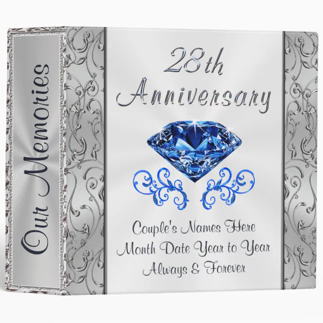 28 Year Anniversary Gift, Anniversary Photo Album 3 Ring Binder | Zazzle