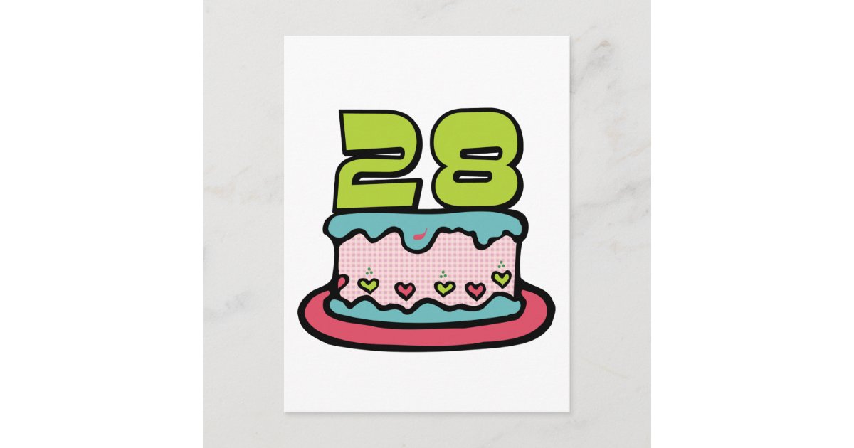 28 Year Old Birthday Cake Postcard | Zazzle