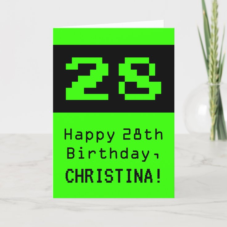 28th Birthday: Nerdy / Geeky Style "28" and Name Card | Zazzle