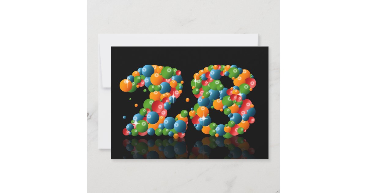 28th Birthday party, with bubbles and balls Invitation | Zazzle