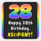 28th Birthday: Rainbow Spectrum # 28, Custom Name Square Sticker | Zazzle