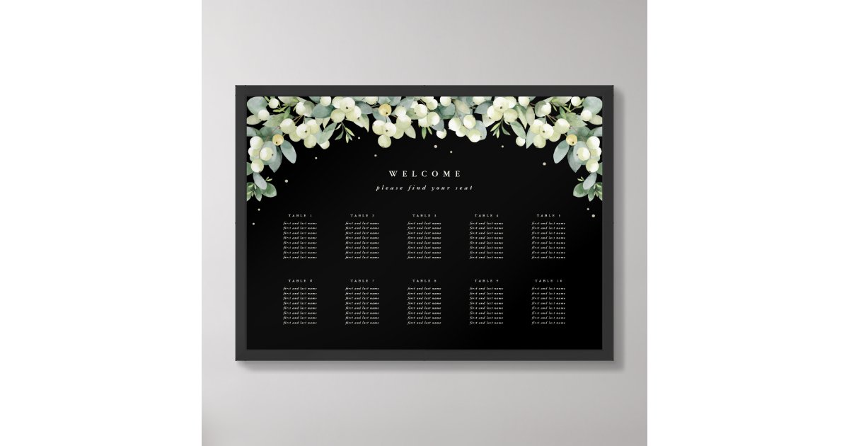 28x20" 10 Tables of 8 Seating Chart Poster | Zazzle