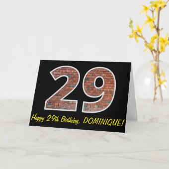 29th Birthday - Brick Wall Pattern "29" w/ Name Card | Zazzle