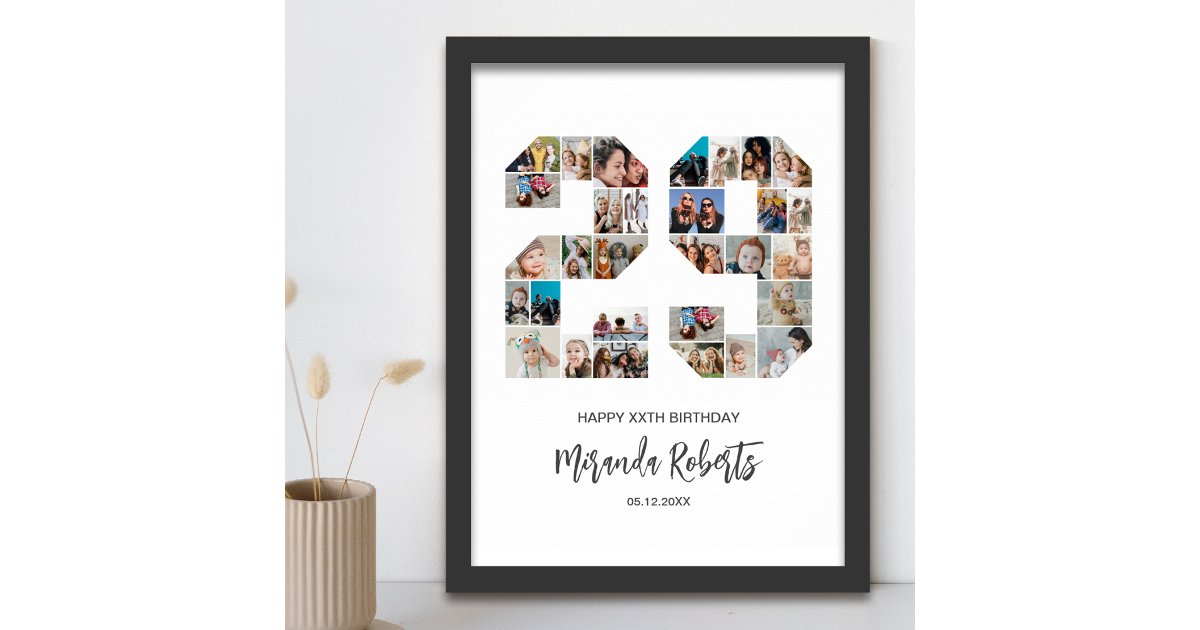 29th Birthday Number 29 Custom Photo Collage Poster | Zazzle