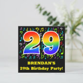 29th Birthday Party: Fun Music Symbols, Rainbow 29 Invitation | Zazzle
