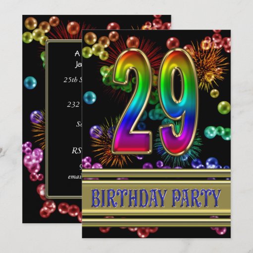 29th Birthday party Invitation with bubbles | Zazzle