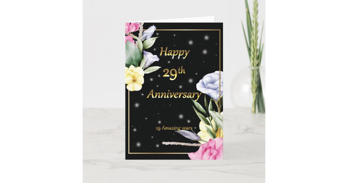 29th wedding Anniversary golden greeting card | Zazzle