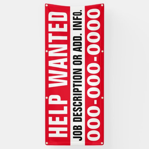2.5' X 6' Help Wanted Banner | Zazzle