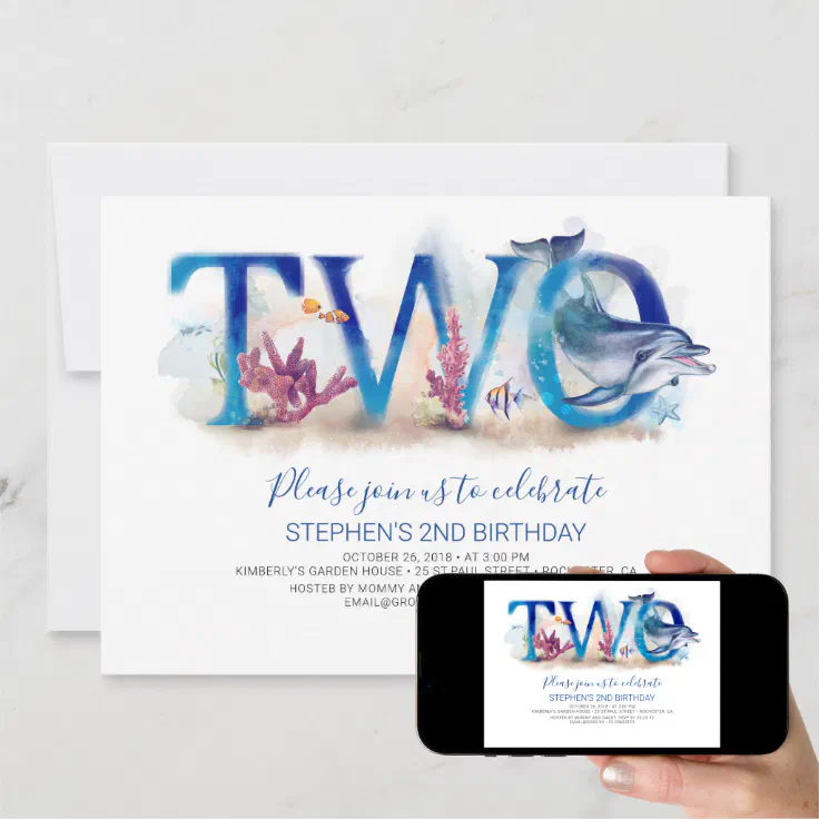 2 Birthday Invitation Ocean Underwater World | Zazzle