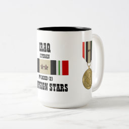 2 CAMPAIGN STARS IRAQ VETERAN Two-Tone COFFEE MUG | Zazzle