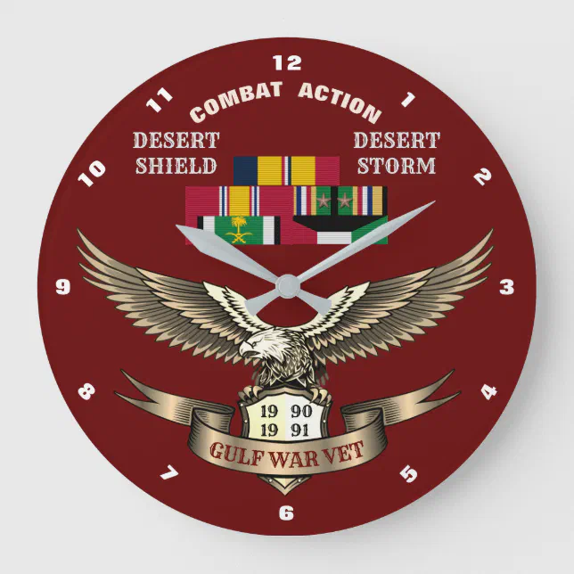 2 CAMPAIGN STARS PERSIAN GULF WAR VETERANS LARGE CLOCK | Zazzle