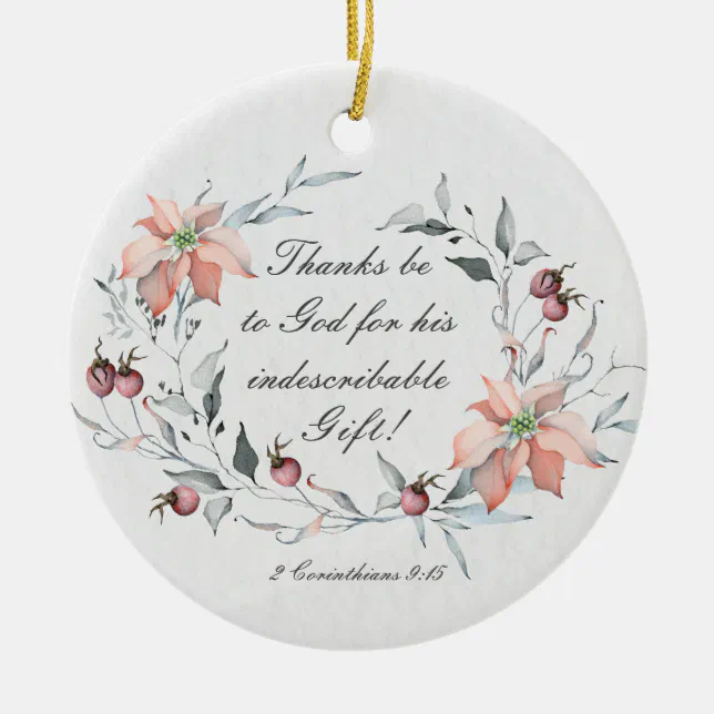 2 Corinthians 9:15 Thanks be to God, Christmas Ceramic Ornament | Zazzle